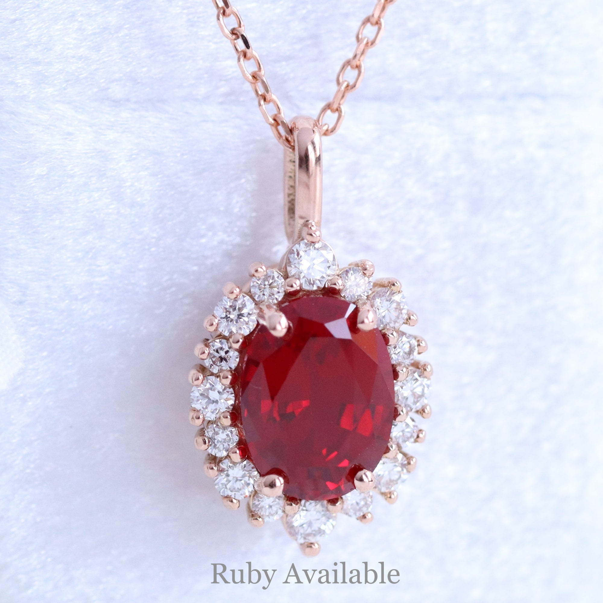 Oval Green Emerald Necklace Rose Gold Halo Diamond Emerald Pendant | La ...