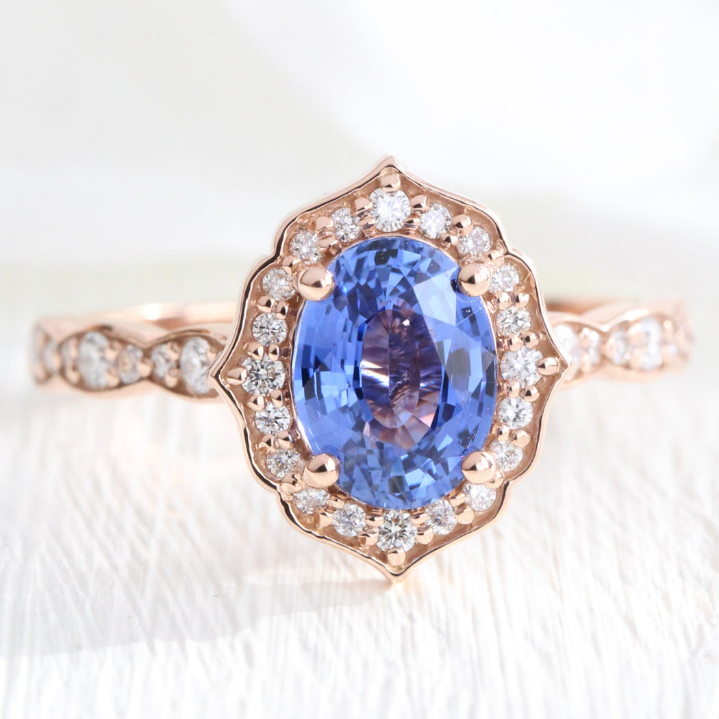 Sapphire Engagement Rings, Sapphire Bridal Set, Lavender Sapphire Ring ...