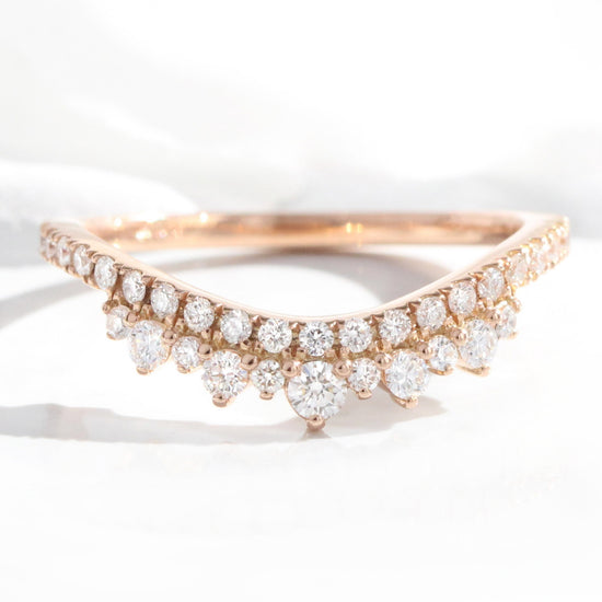 Crown Diamond Necklace Rose Gold Layering Curved Cluster Pendant Chain ...