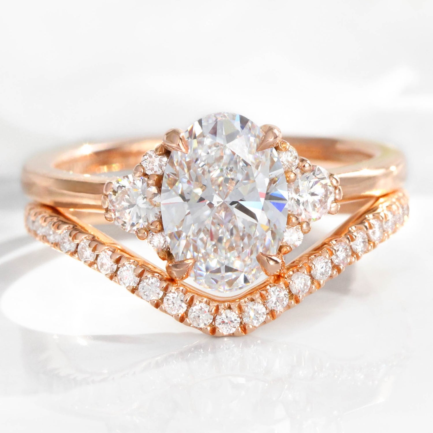 Low Profile Engagement Rings, Low Set Rings Wedding Bands Rose Gold ...