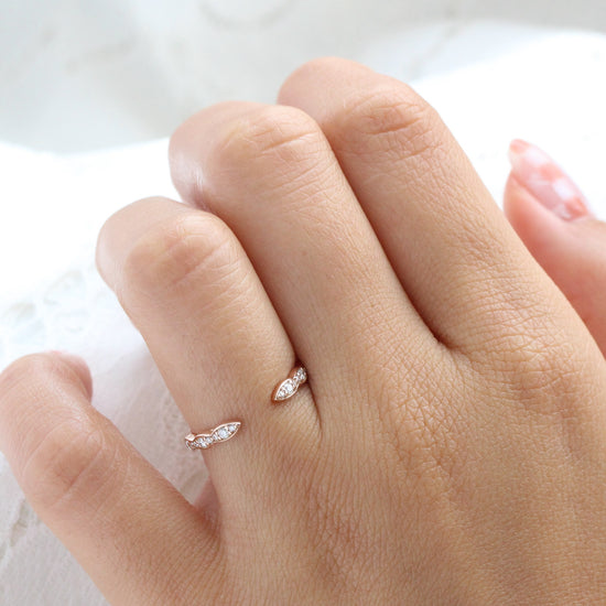 Open Shank Diamond Ring Rose Gold Stackable Half Eternity Wedding Band ...