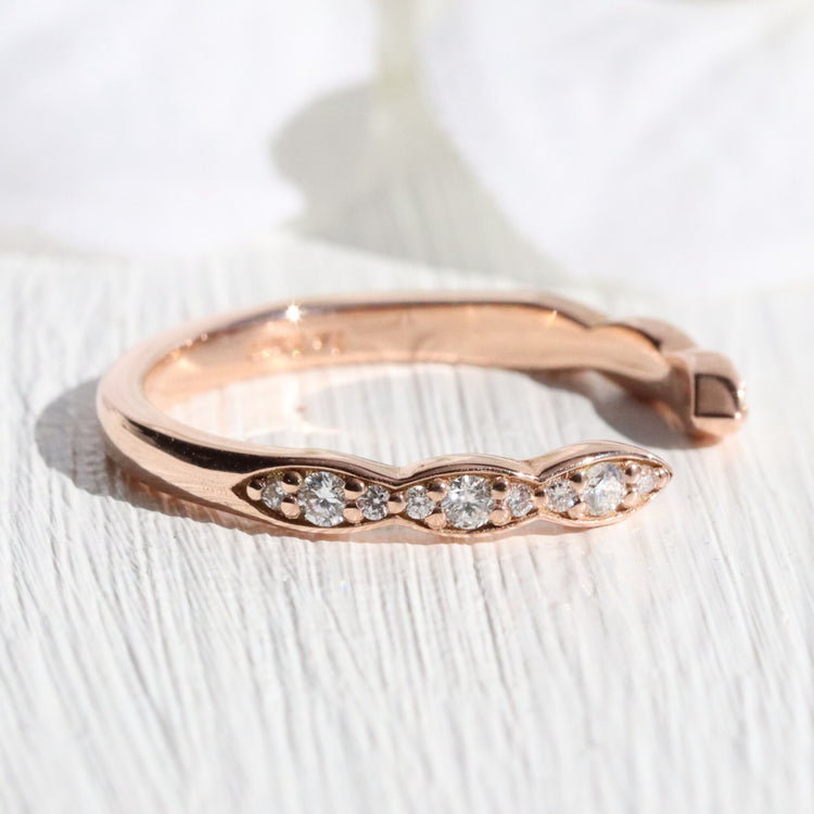 Open Shank Diamond Ring Rose Gold Stackable Half Eternity Wedding Band ...