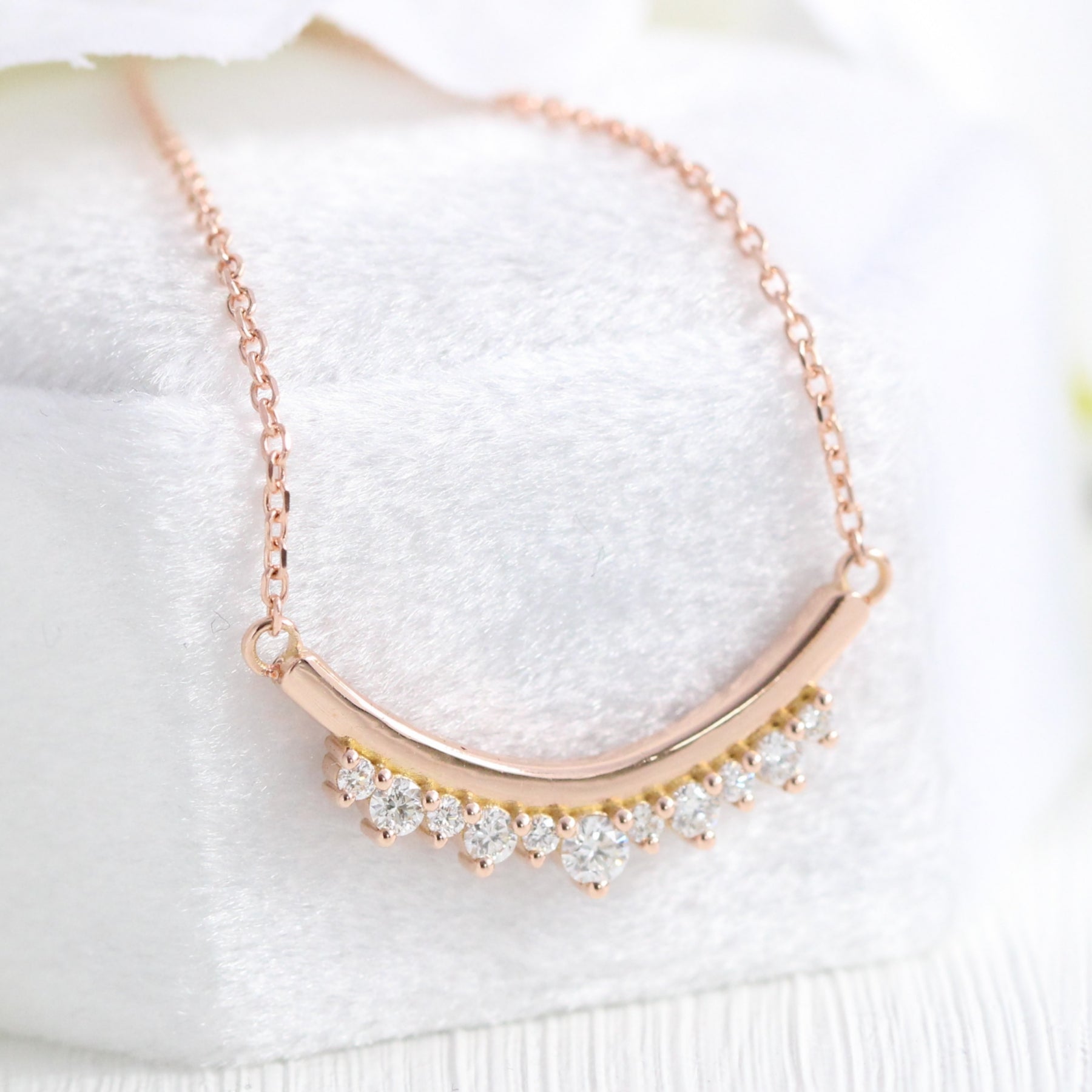 White Diamond Pendant Rose Gold U Shaped Layering Necklaces Charm | La ...