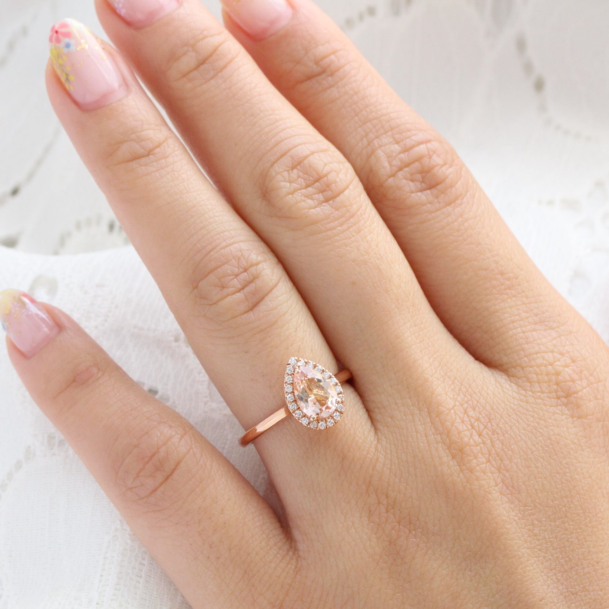 Rose Gold Pear Engagement Rings