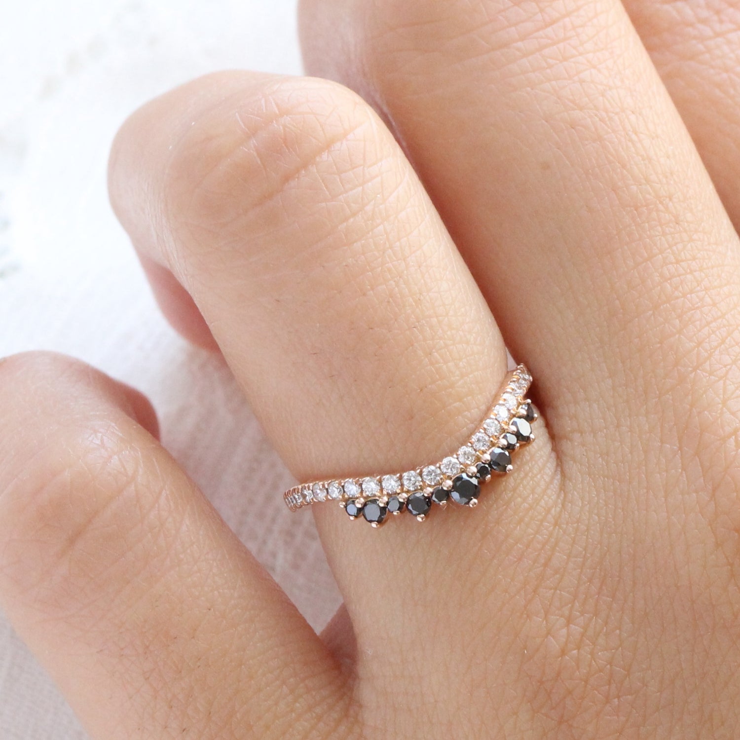 Black Diamond Engagement Ring Stacks, Black Diamond Wedding Bands Gold ...