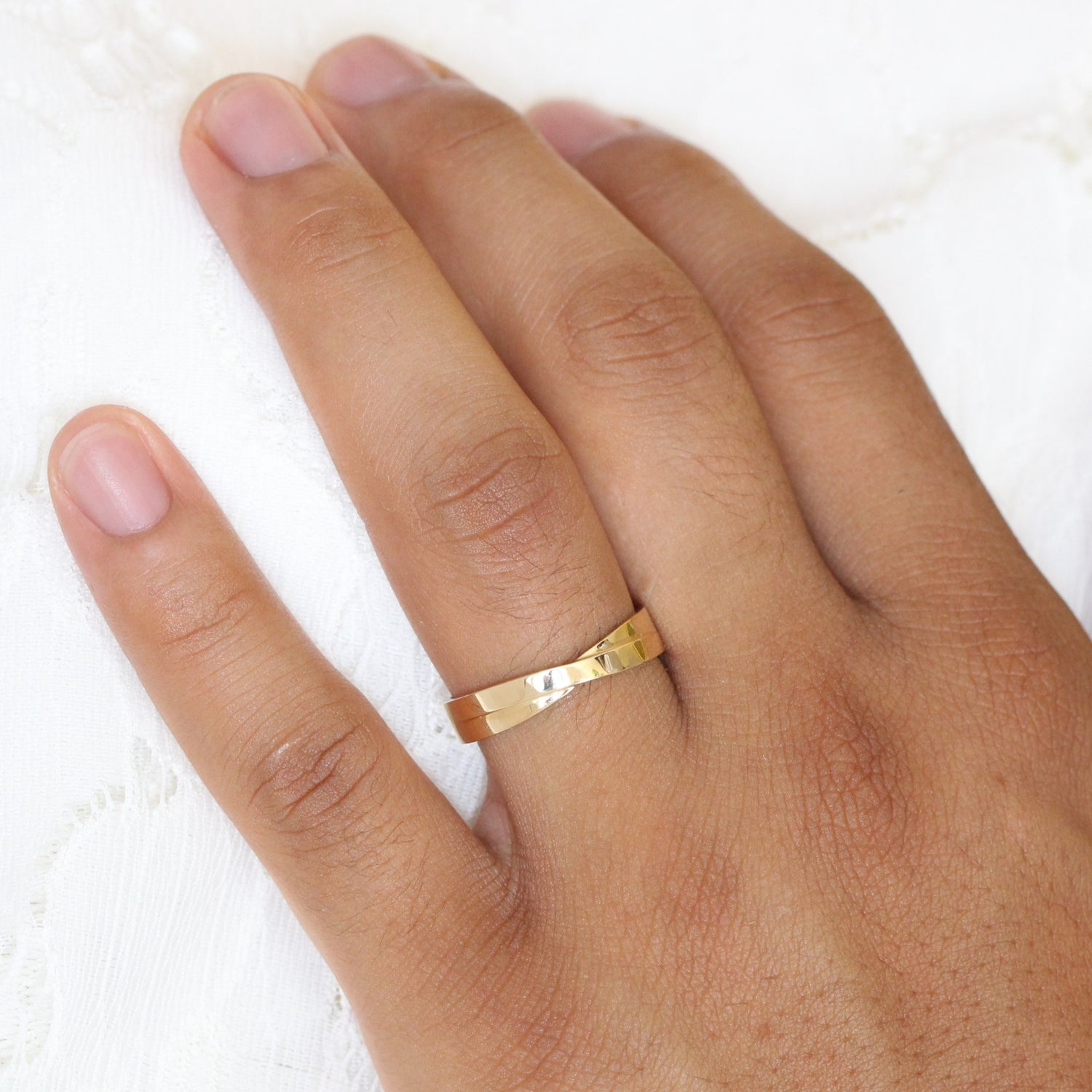 Infinity Knot Wedding Band Yellow Gold Infinity Ring Anniversary Ring ...