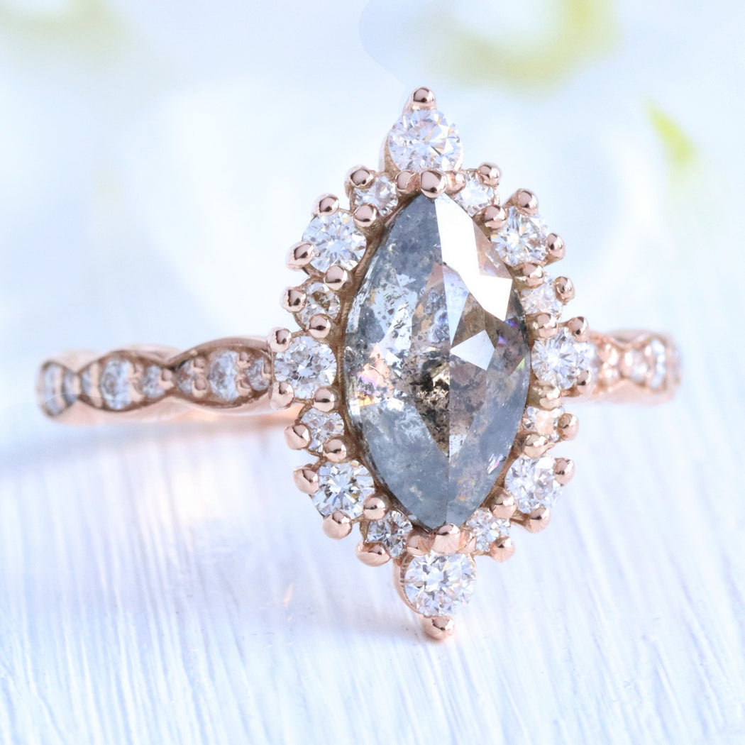 Rose Cut Engagement Rings, Rose Cut Diamond Rings Bridal Wedding Set ...