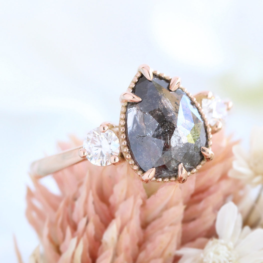 Rose Cut Engagement Rings, Rose Cut Diamond Rings Bridal Wedding Set ...